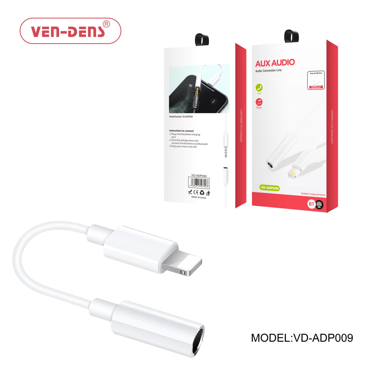 Ven Dens Lightning to 3.5mm Connector Adapter ADP009 – Xtreme Tech Ltd